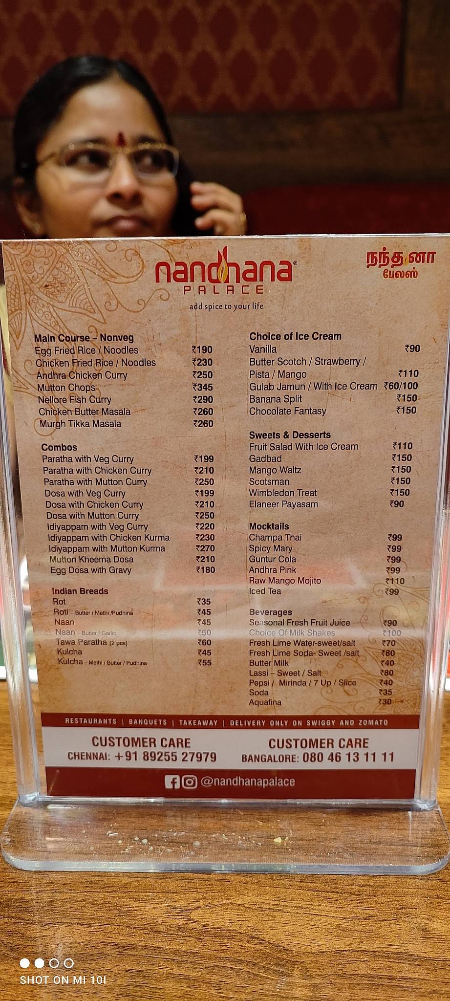 Menu at Nandhana Palace - Andhra Style Restaurant - OMR, Chennai