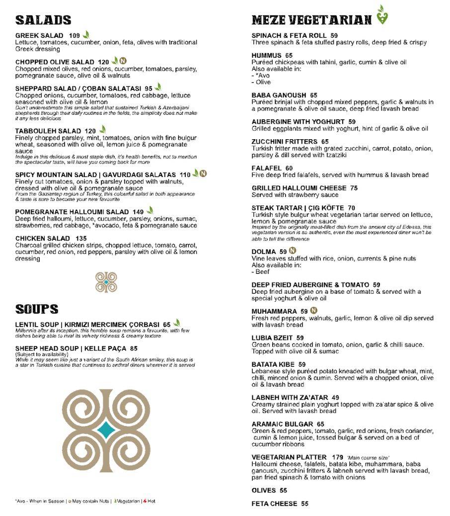 Menu at Nomad Restaurant Mall Of Africa, Midrand