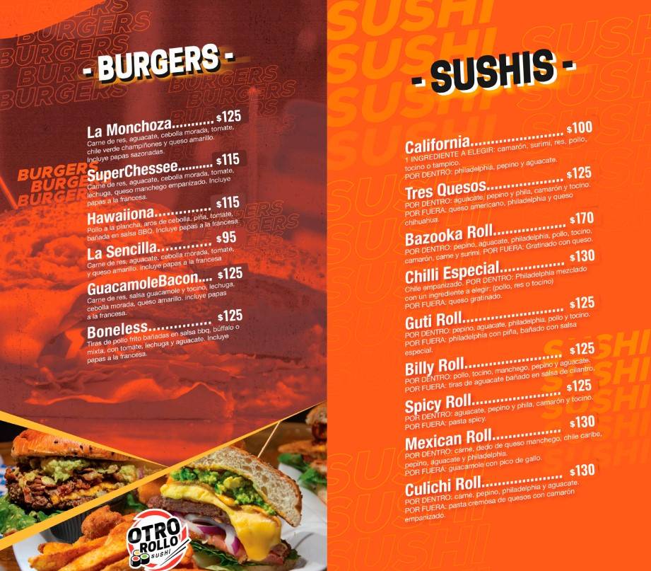 Carta del restaurante Otro Rollo Sushi, Ciudad Obregón, Av. Nainari