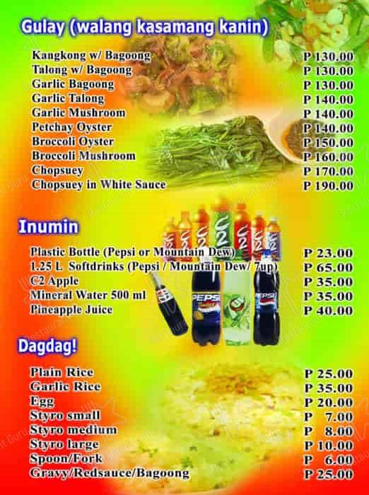 Menu at Paluto Sizzling Nga Po restaurant, Manila, Maceda St