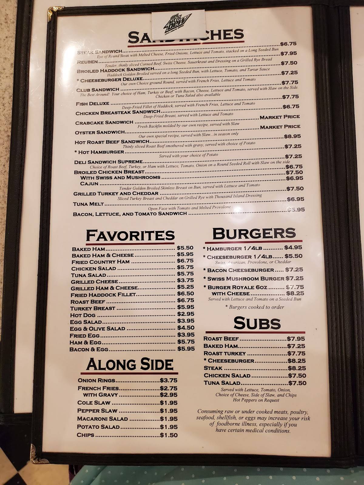 Menu at Parlor House restaurant, Waynesboro