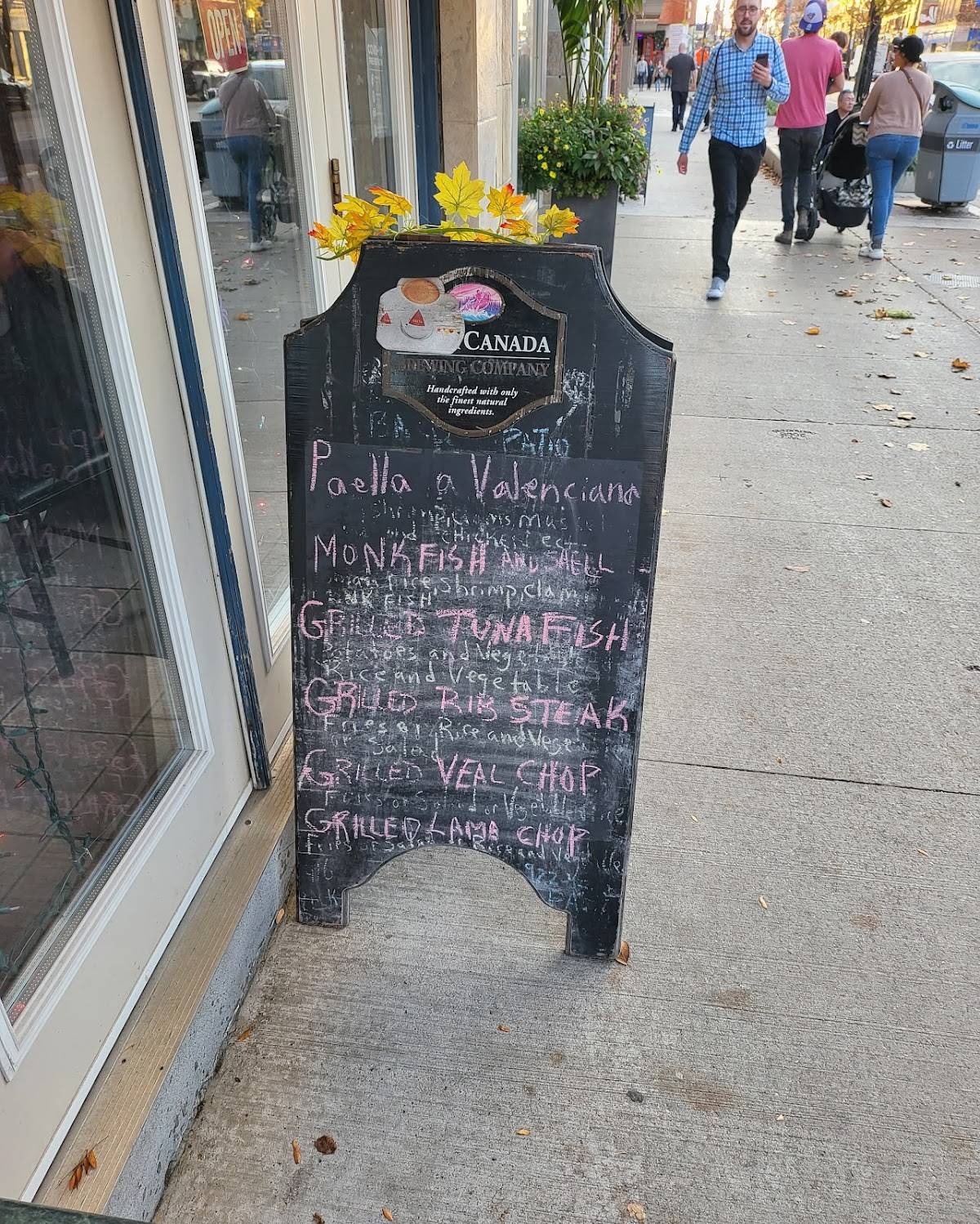 Menu at Perla restaurant, Toronto