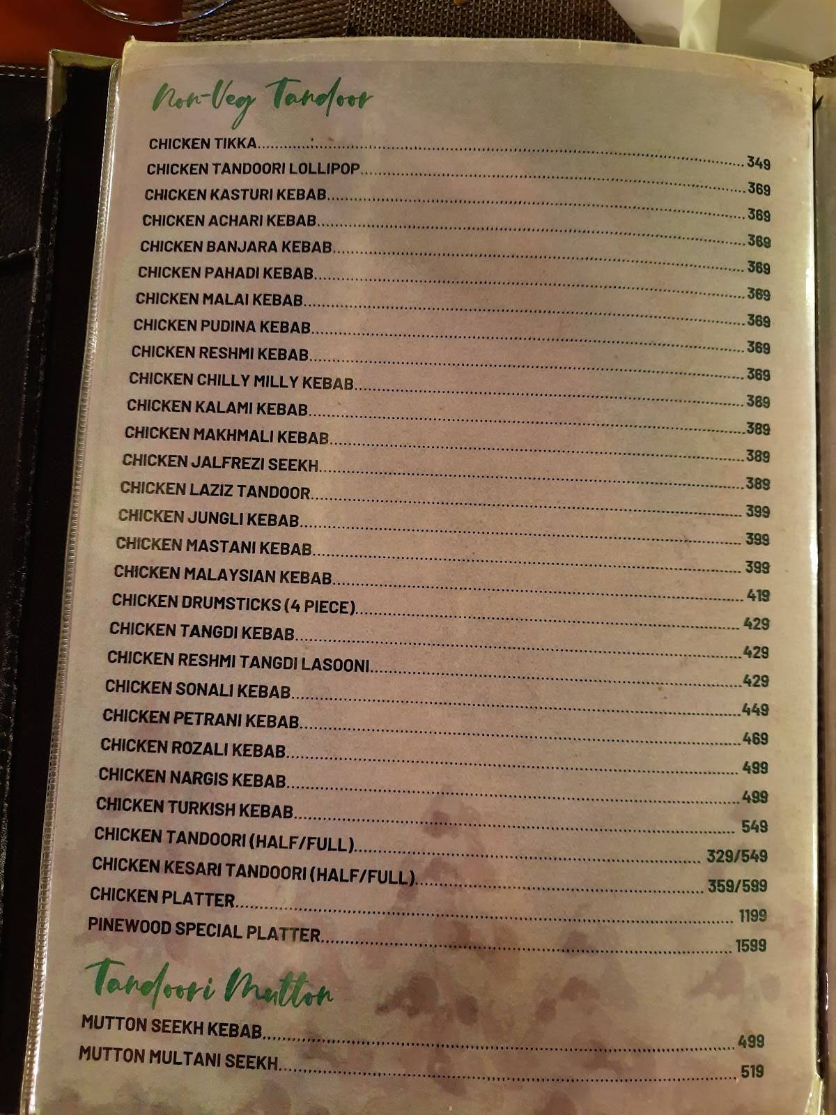 Menu at Pinewood Family Garden Restaurant, Ambernath