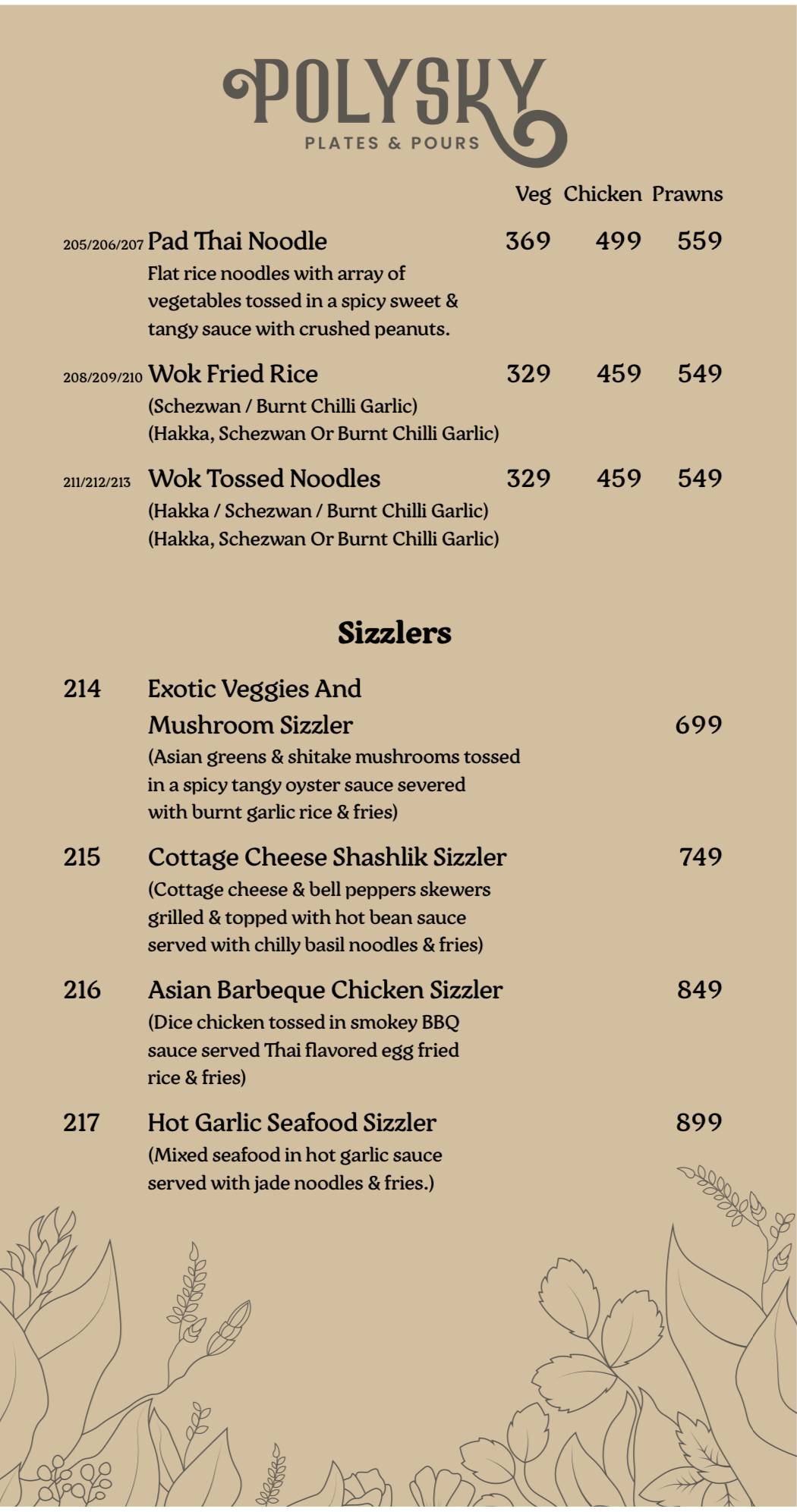 Menu at Polysky, Ulhasnagar