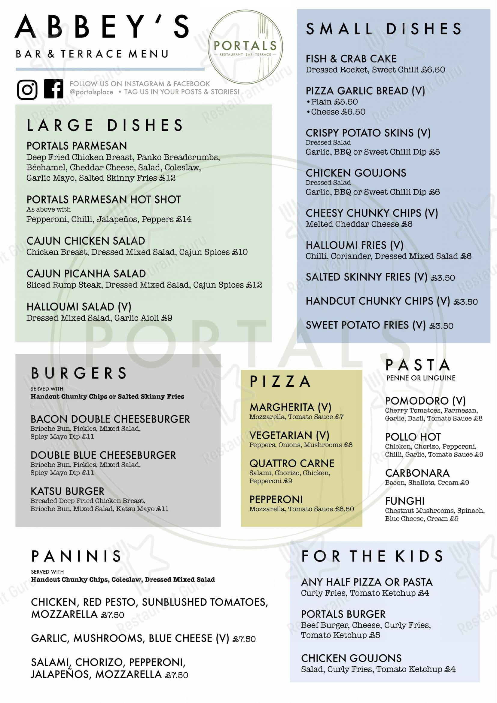 Menu at Portals Hartlepool pub & bar, Hartlepool, Neptune House