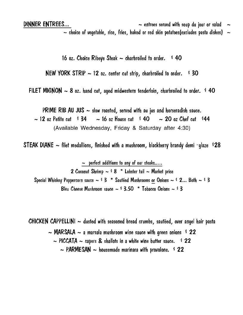Menu at Portofino Grill restaurant, La Porte