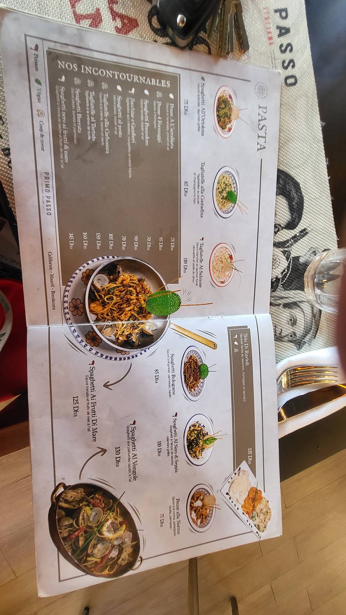 Menu au Primo Passo Bouskoura restaurant, Bouskoura