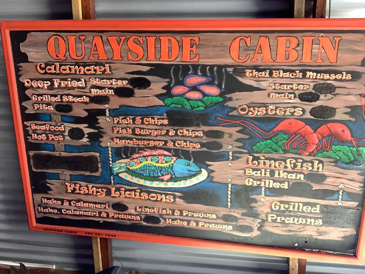 Menu at Quayside Cabin restaurant, Hermanus
