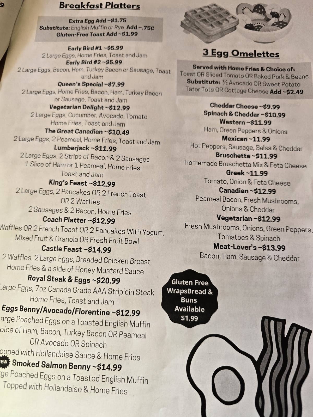 Menu at Queen's Coach Family Restaurant, Niagara Falls