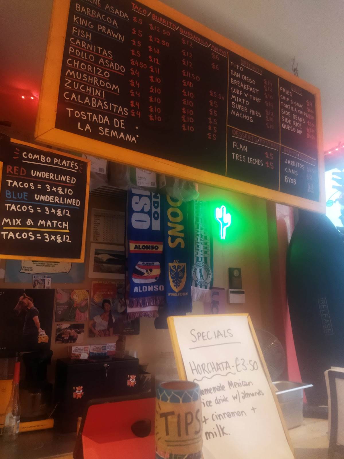 Menu at Rafa's restaurant, Glasgow