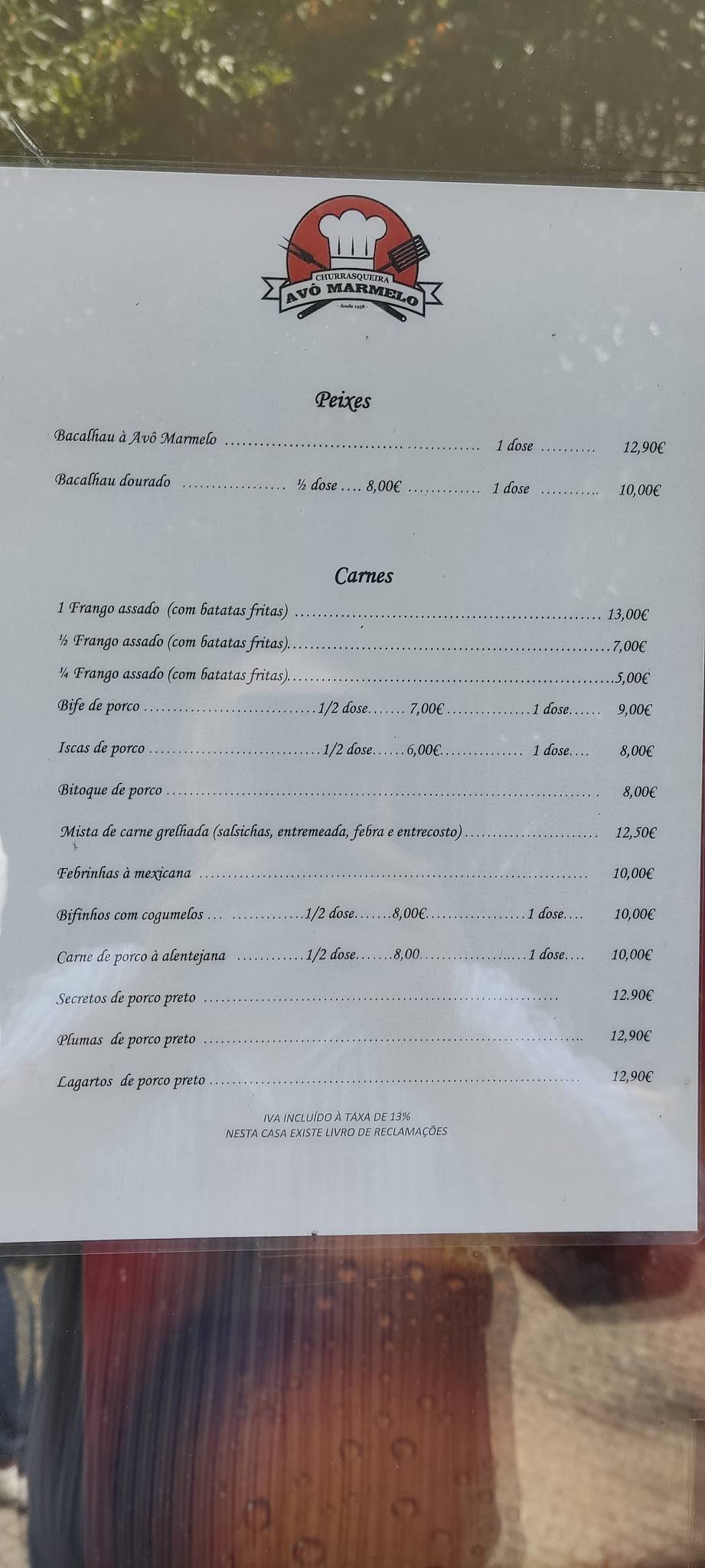 Menu em Restaurante Churrasqueira Avô Marmelo, Portalegre
