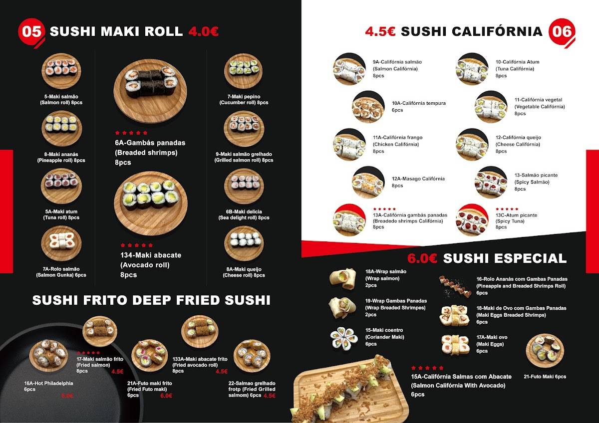 Carta de Restaurante Dong Jing Sushi Sagres, Sagres