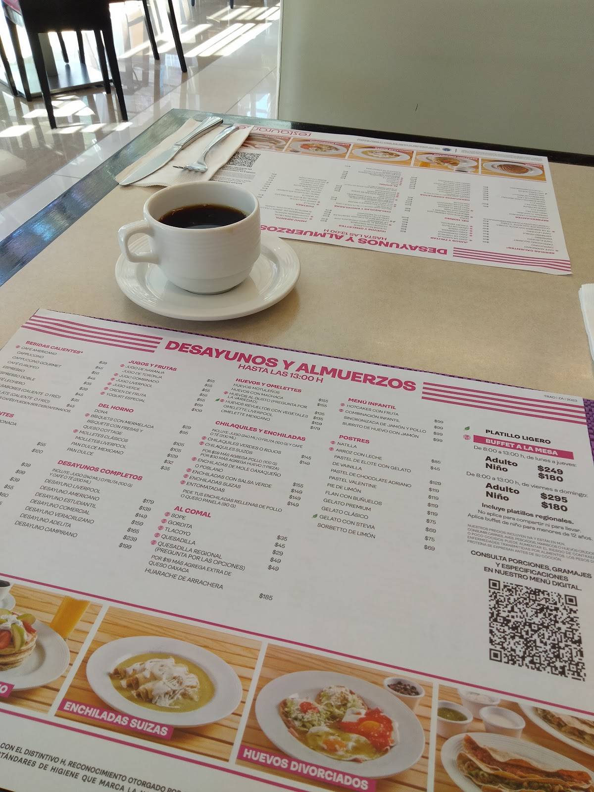 Carta de Restaurante Liverpool, La Paz