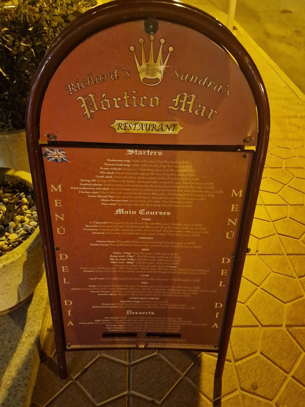 Menu at Restaurante Pórtico Mar, Campomar