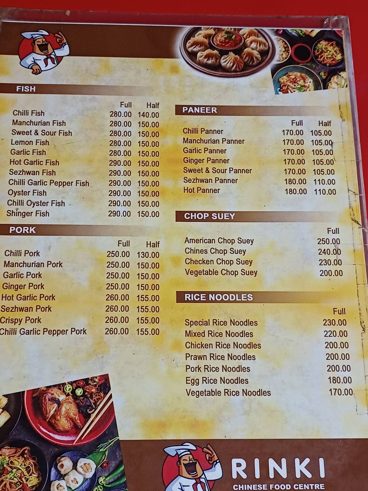 Menu at Rinki Restaurant, Kolkata