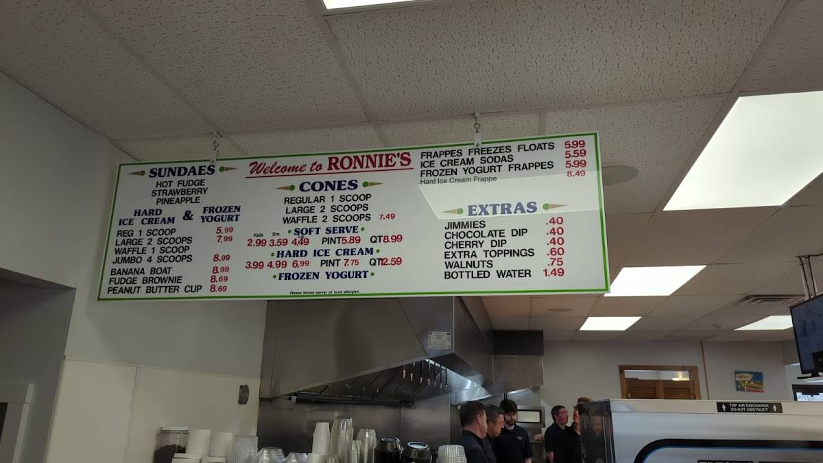 Menu at Ronnie's Seafood restaurant, Charlton