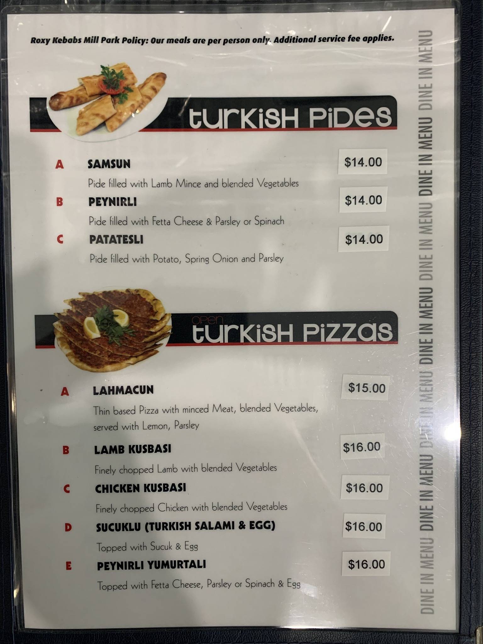 Menu at Roxy Kebabs & Cafė Mill Park restaurant, Mill Park