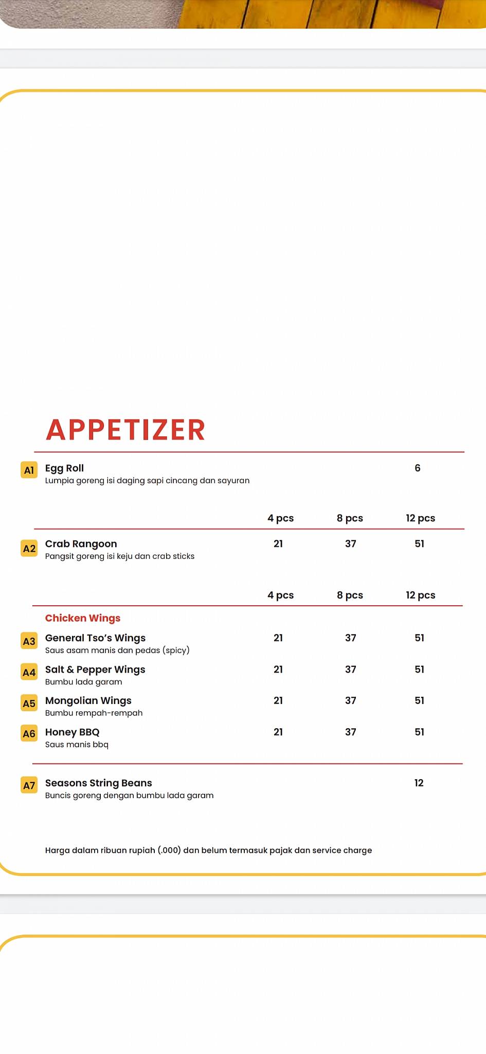 Menu at Rush Hour at Plaza UOB restaurant, Central Jakarta, Jl. M.H ...