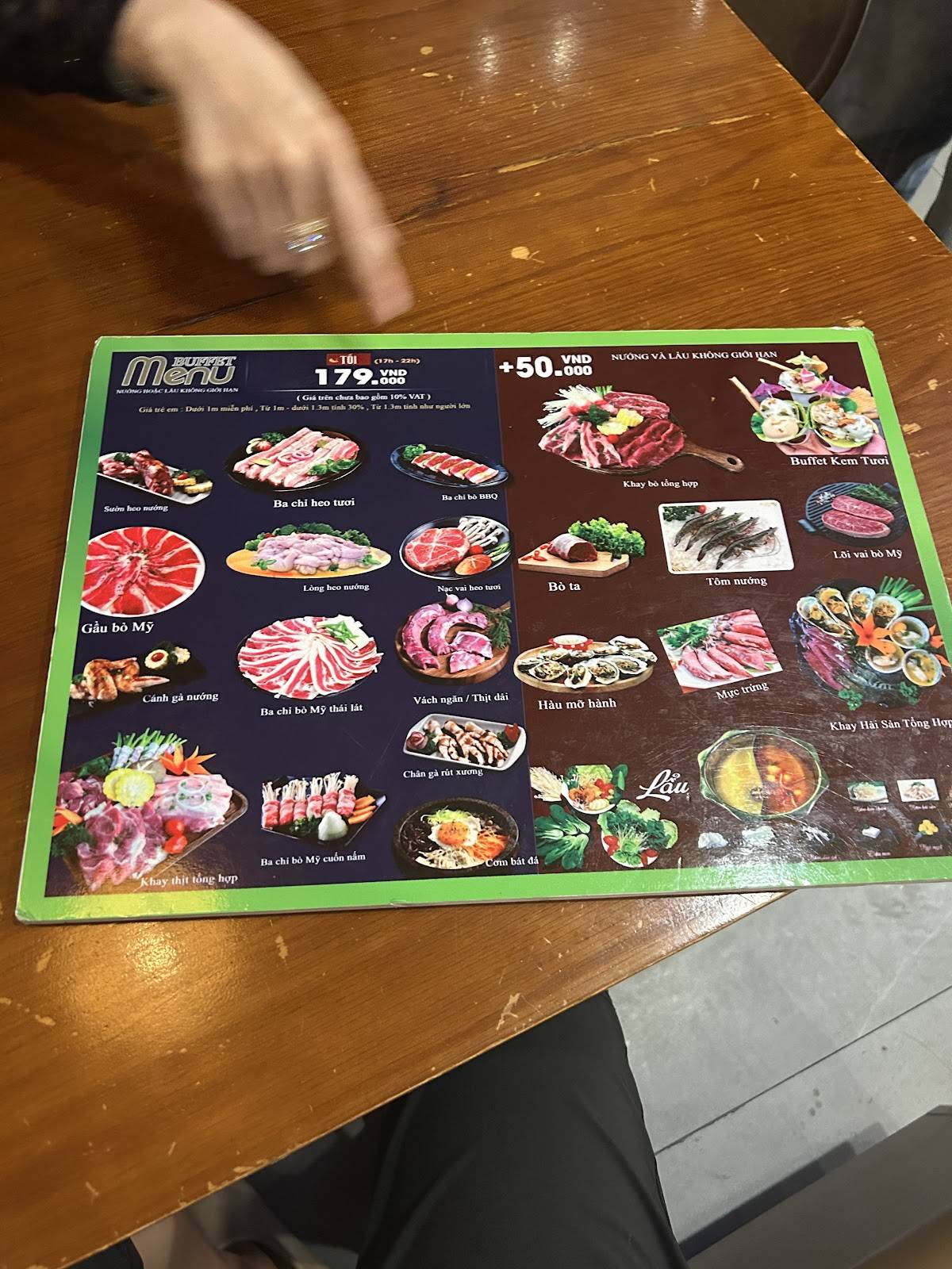 Menu at SÂU NƯỚNG CAM LÂM - BBQ and Hot pot Buffet - 구이 뷔페와 무연탕, Nha Trang