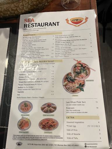 Menu at SEA Restaurant, Rochester, Mt Hope Ave