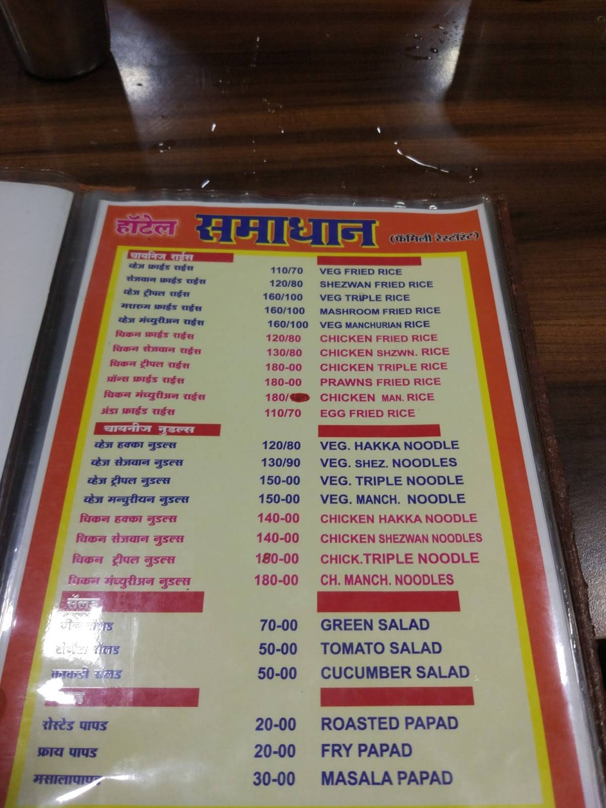 Menu at Samadhan Restaurant, Alibag, Beach Road