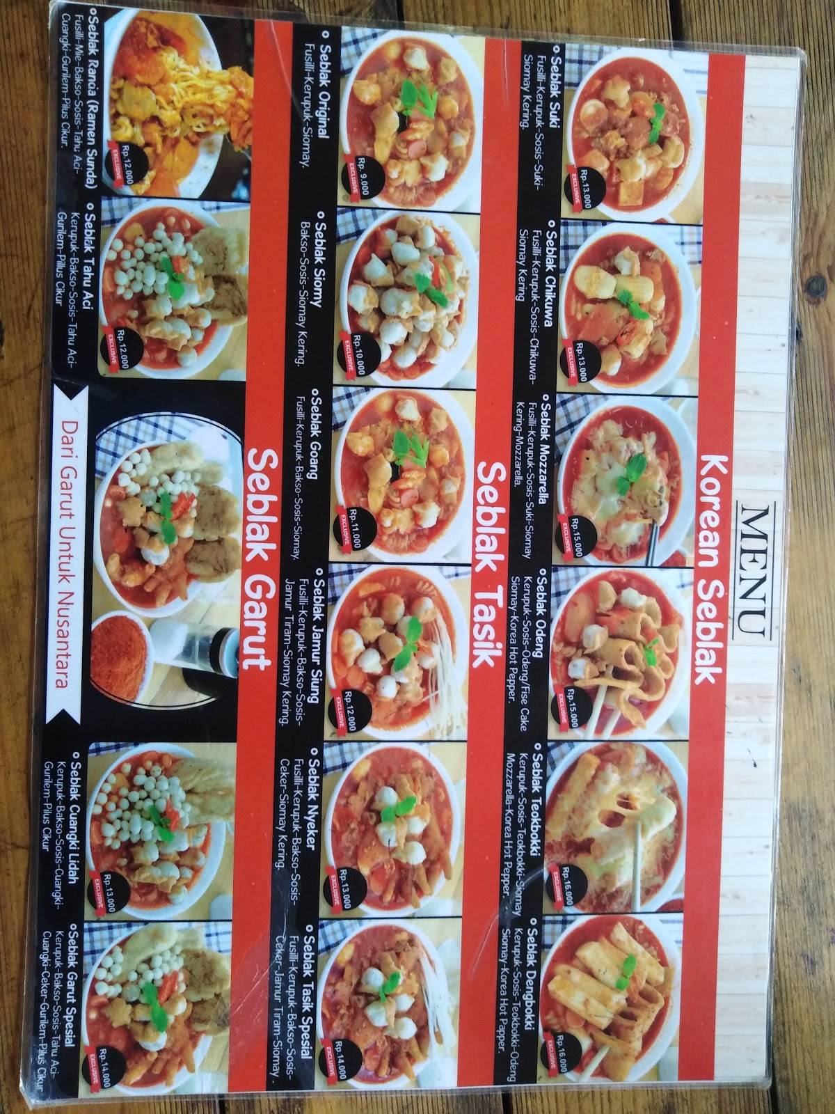 Меню ресторана Seblak Pasta Deresan, Сендангади
