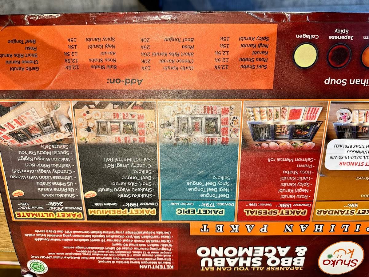 Menu at Shukaku BBQ, Shabu & Agemono, Tangerang