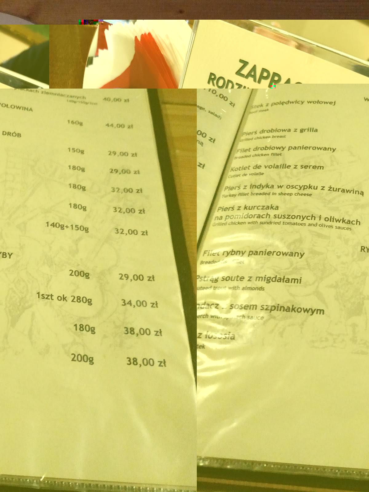 Menu at Siwy Dym restaurant, Rabka