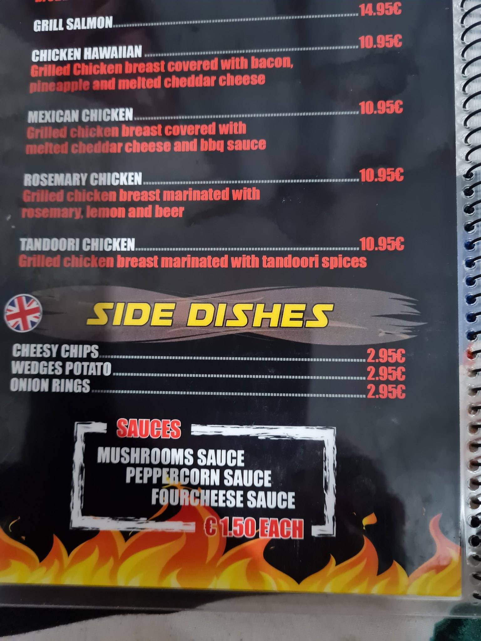 Carta del restaurante Sizzler Steak House, Benidorm