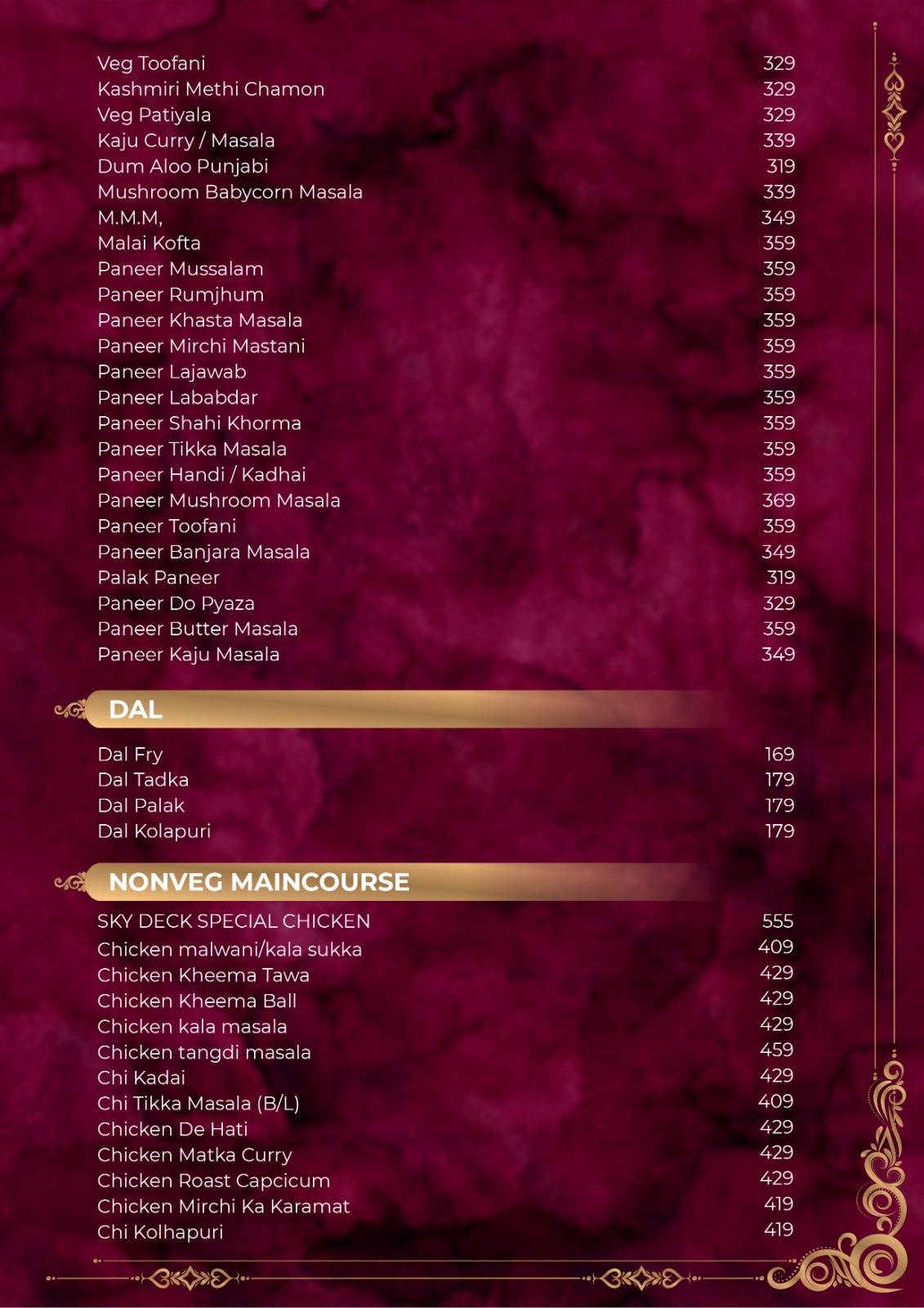 Menu at SkyDeck Rooftop Restaurant, Pimpri-Chinchwad
