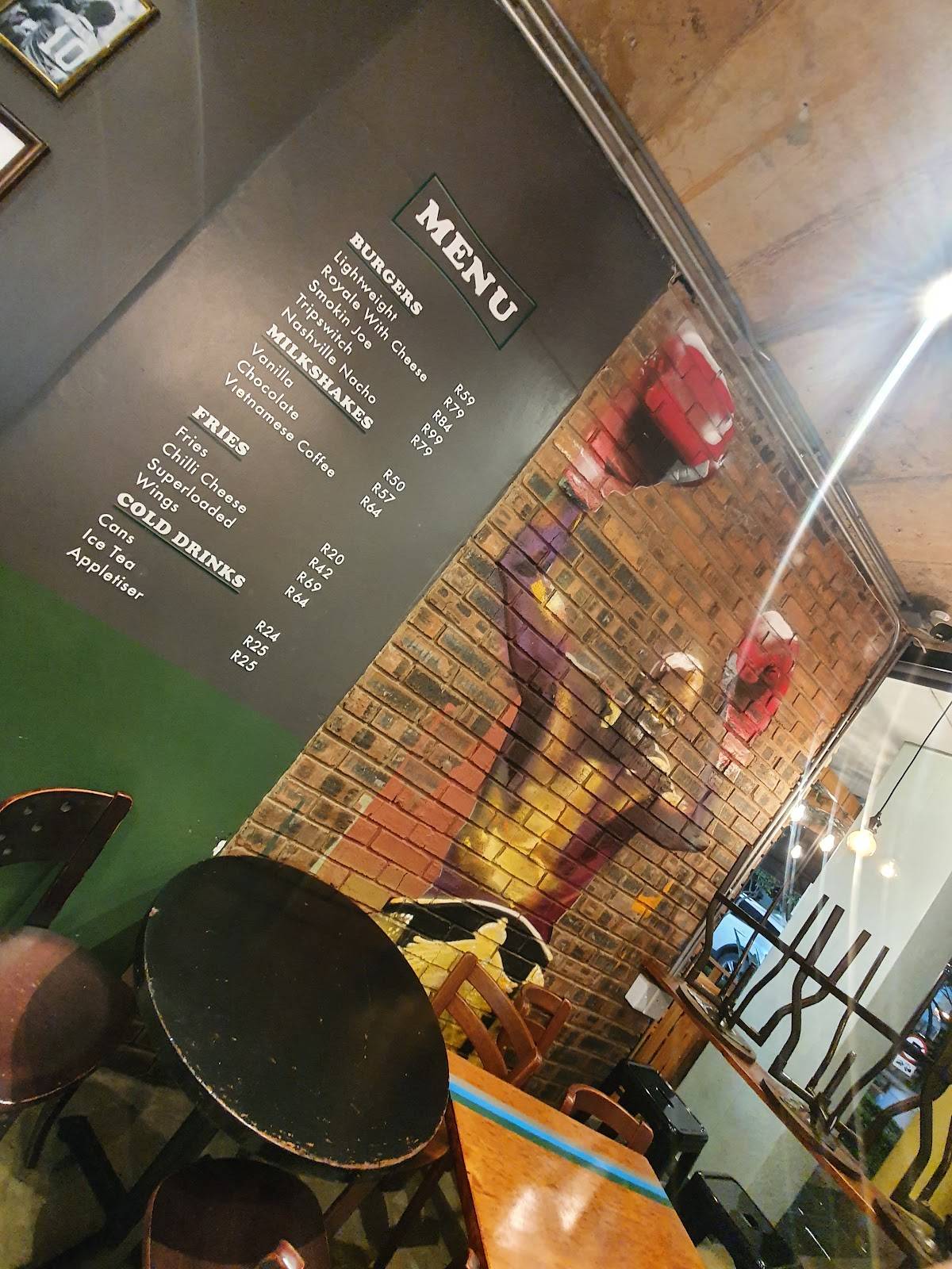Menu at Smokin' Joe's Jnr restaurant, Durban
