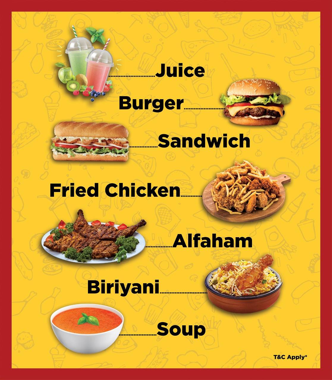 Menu at Spicy Jet, Manjeri