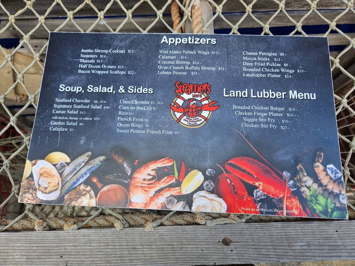 Menu at Steamers Lobster Co restaurant, Saint John