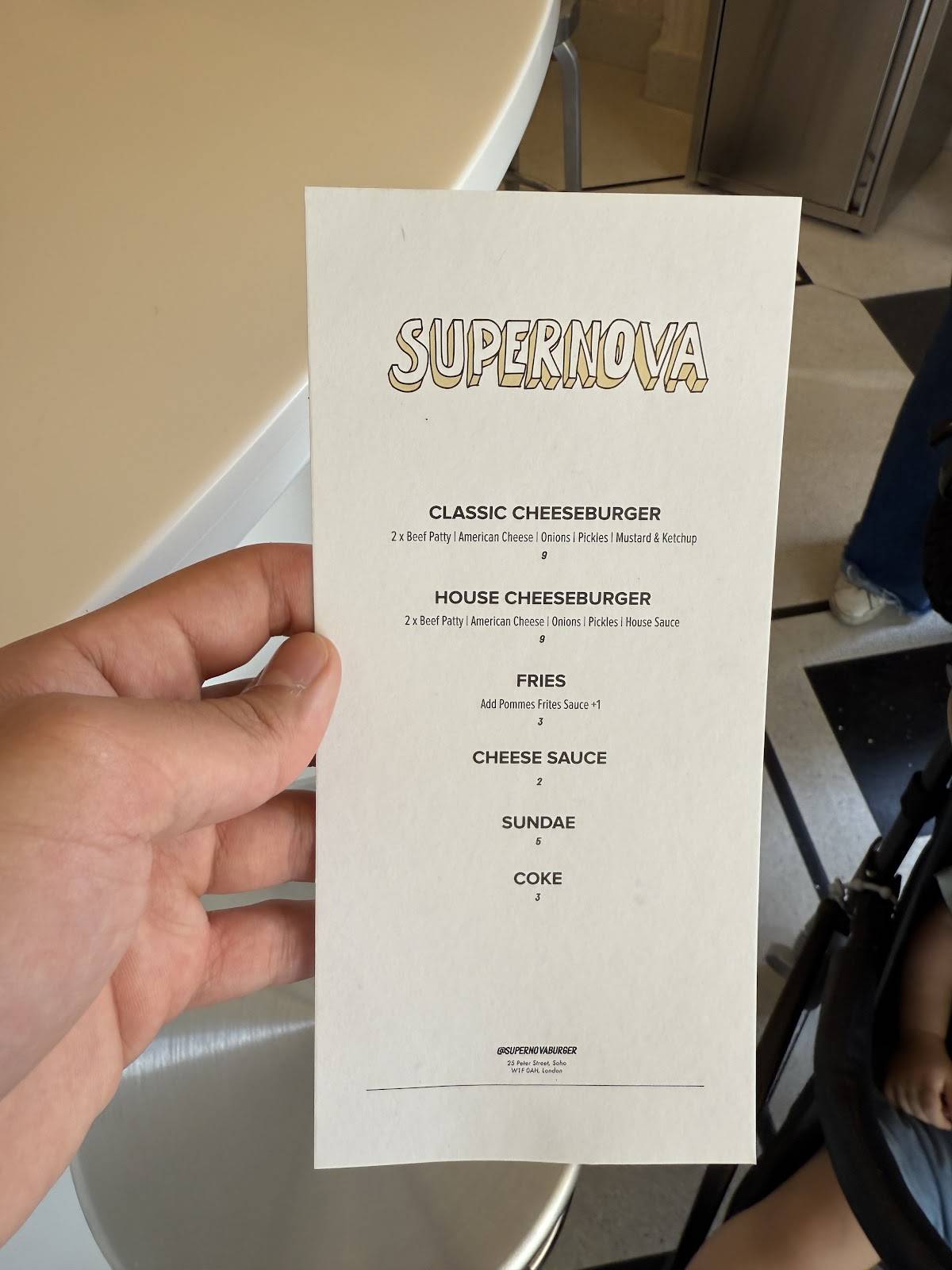 Menu at Supernova restaurant, London