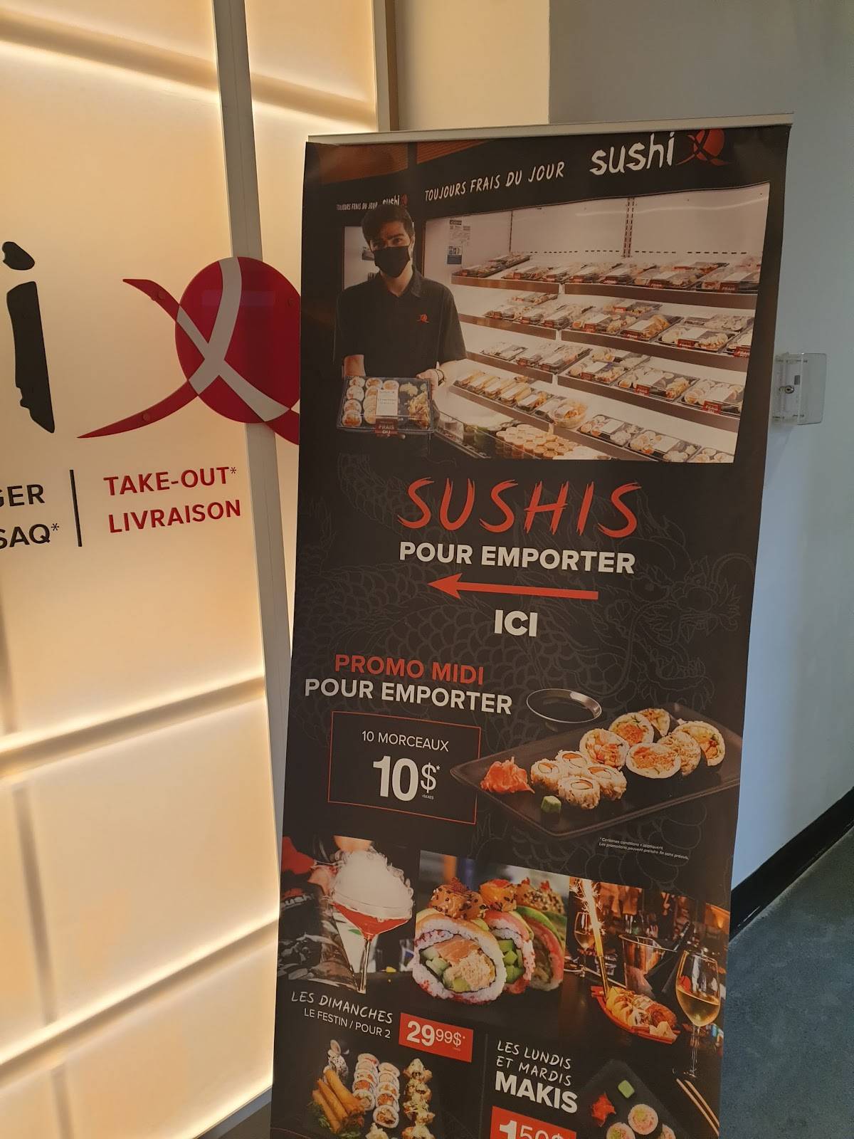 Menu au Sushi X Pyramide restaurant, Québec
