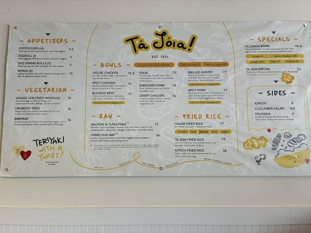 Menu at Ta Joia restaurant, Bothell