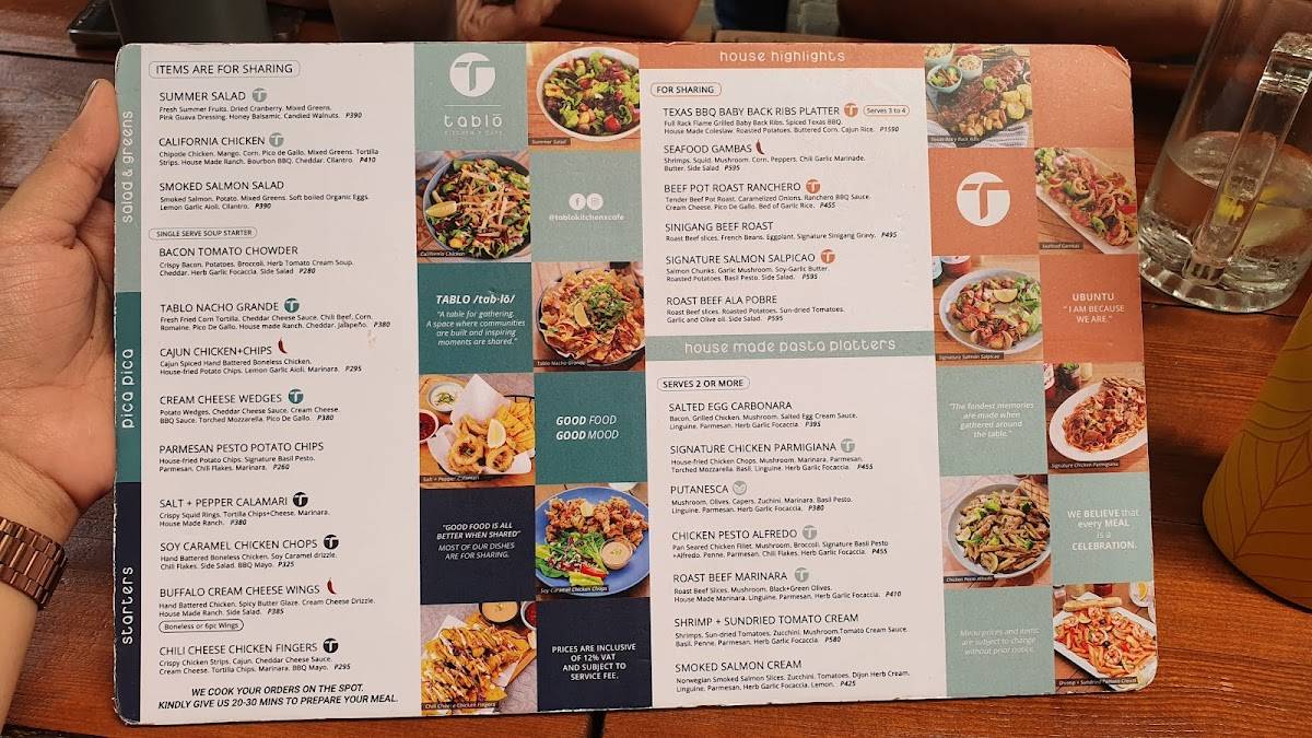 Menu at Tablo Kitchen x Cafe Timog QC, Quezon City