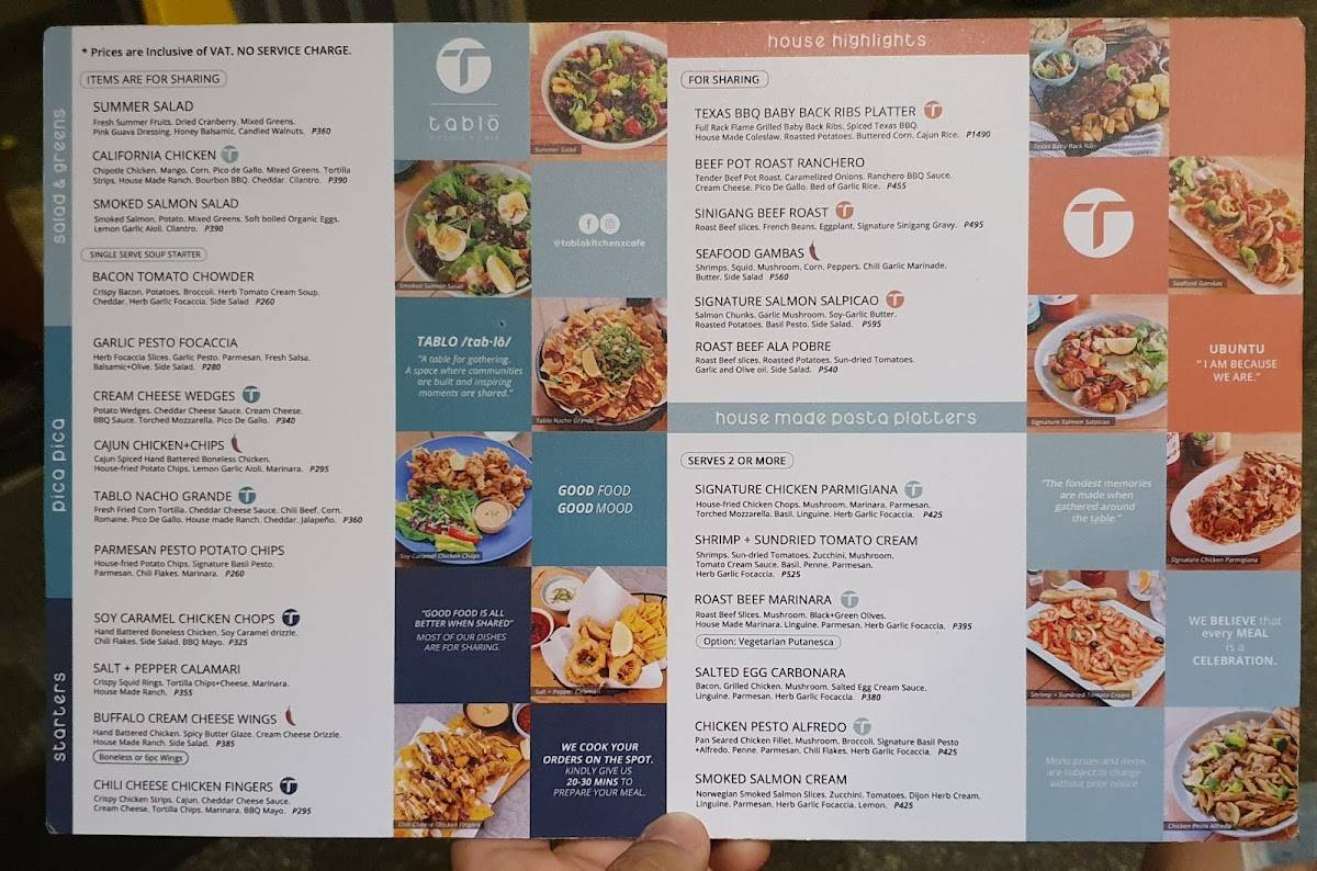 Menu at Tablo Kitchen x Cafe Timog QC, Quezon City