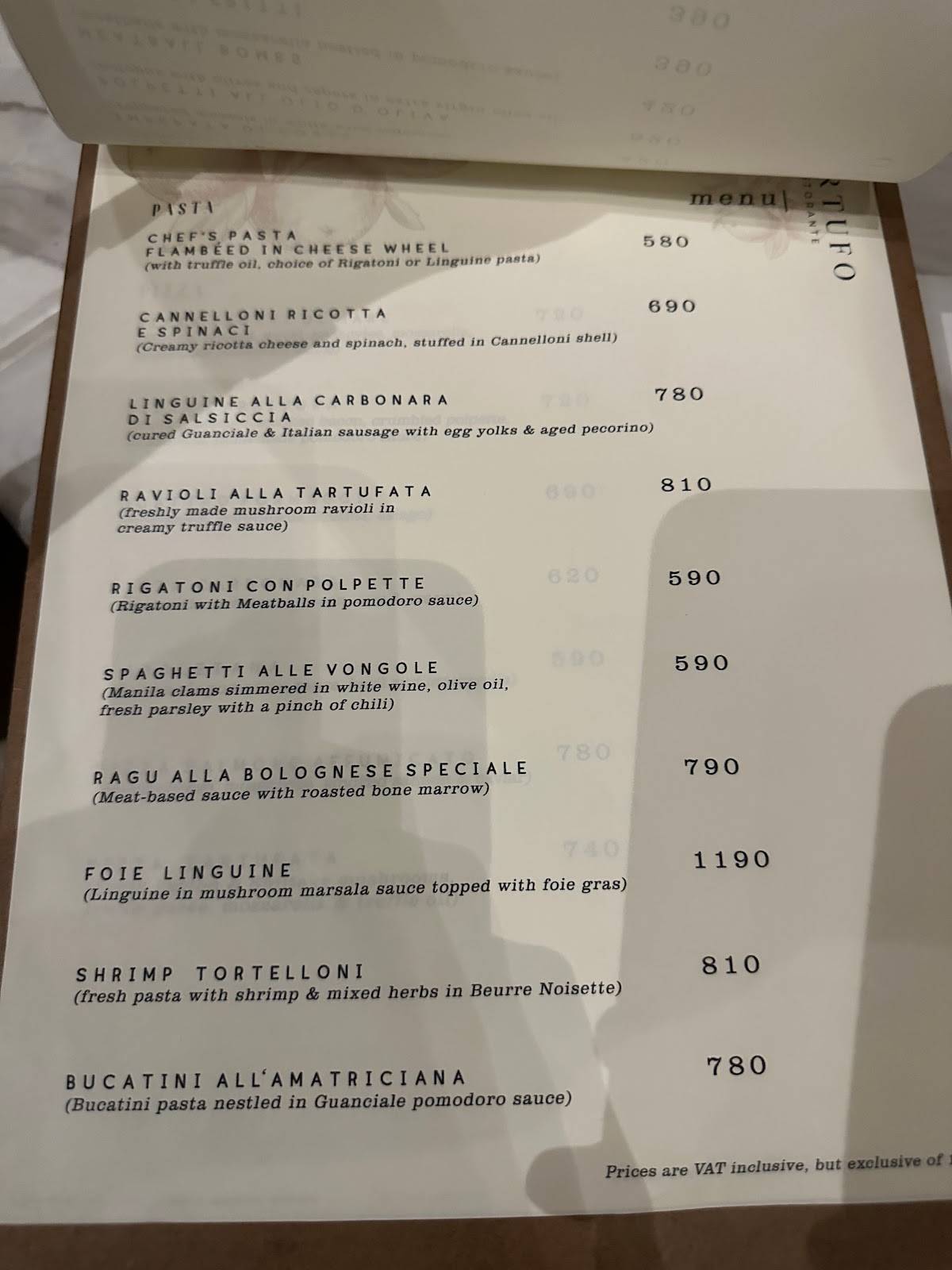 Menu at Tartufo Ristorante - BGC restaurant, Taguig
