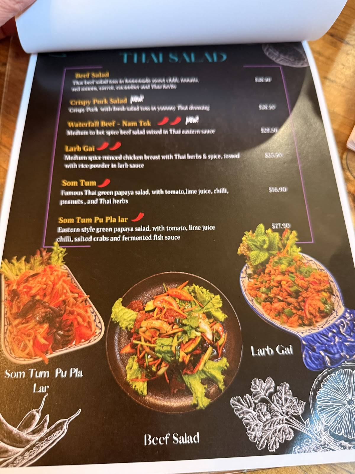 Menu at Thai Beach House restaurant, Dromana
