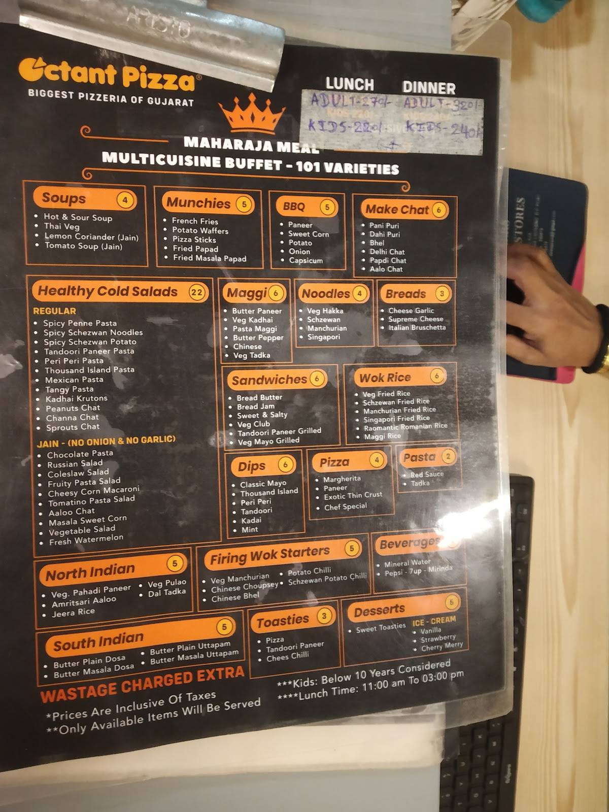 Menu at The Ocyent Pizza Manjalpur Vadodara, Vadodara