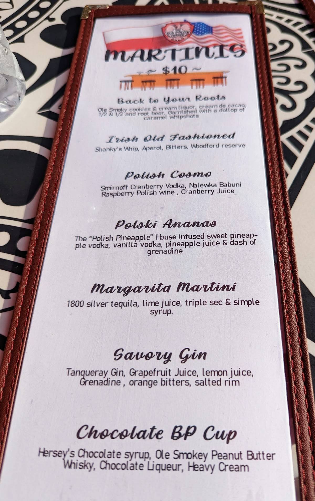 Menu at The Old Polish Corner restaurant, Alpena