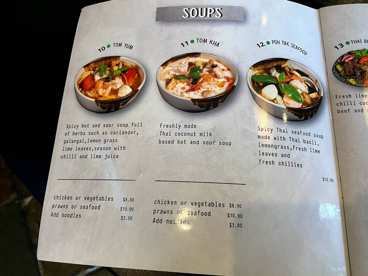 Menu at The Rice Paddy Thai restaurant, South Yarra