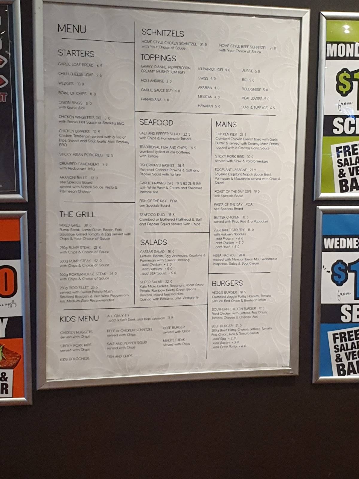 Menu at Windsor Hotel restaurant, Windsor Gardens