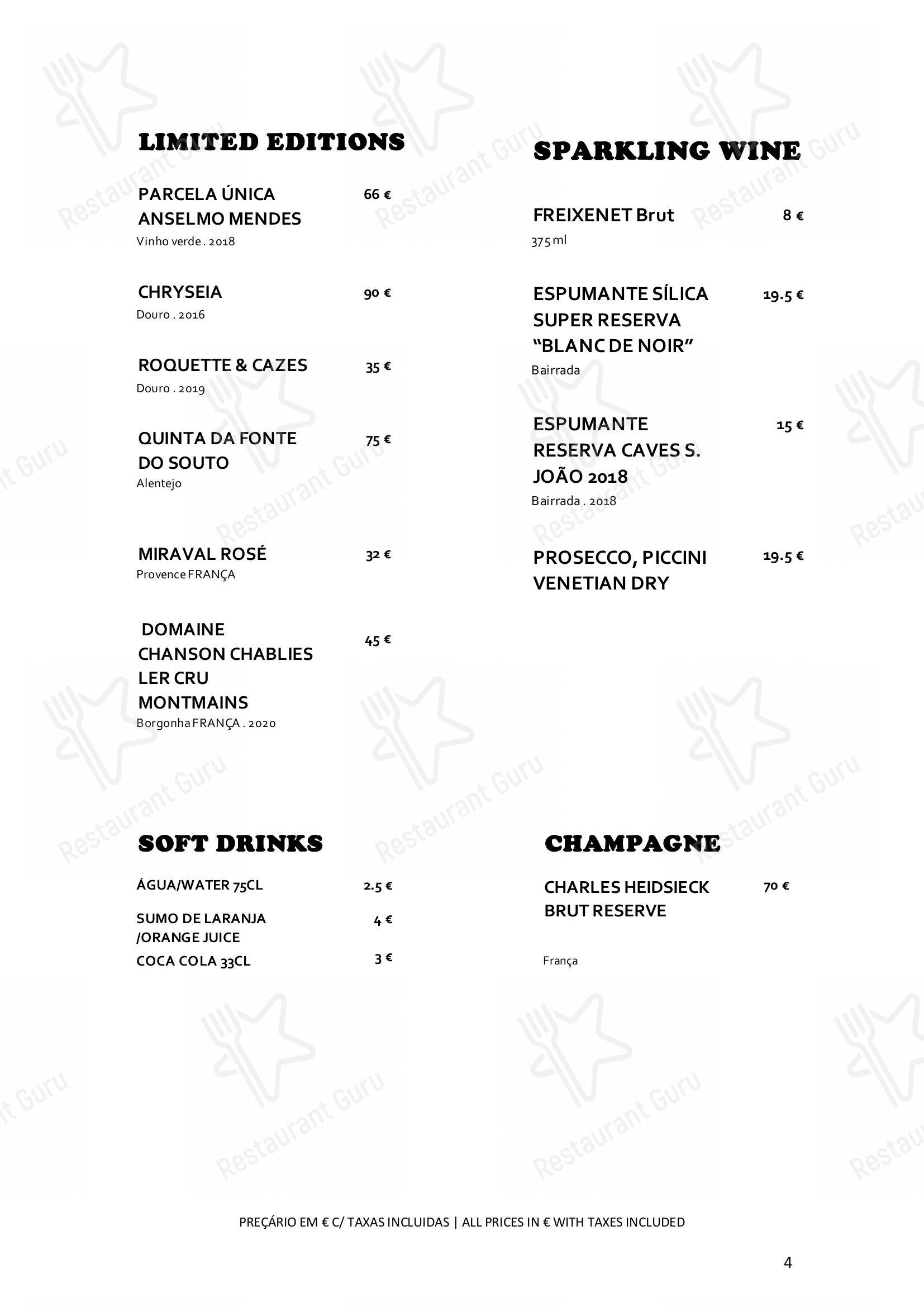 Menu em Tipografia do Conto pub & Bar, Porto