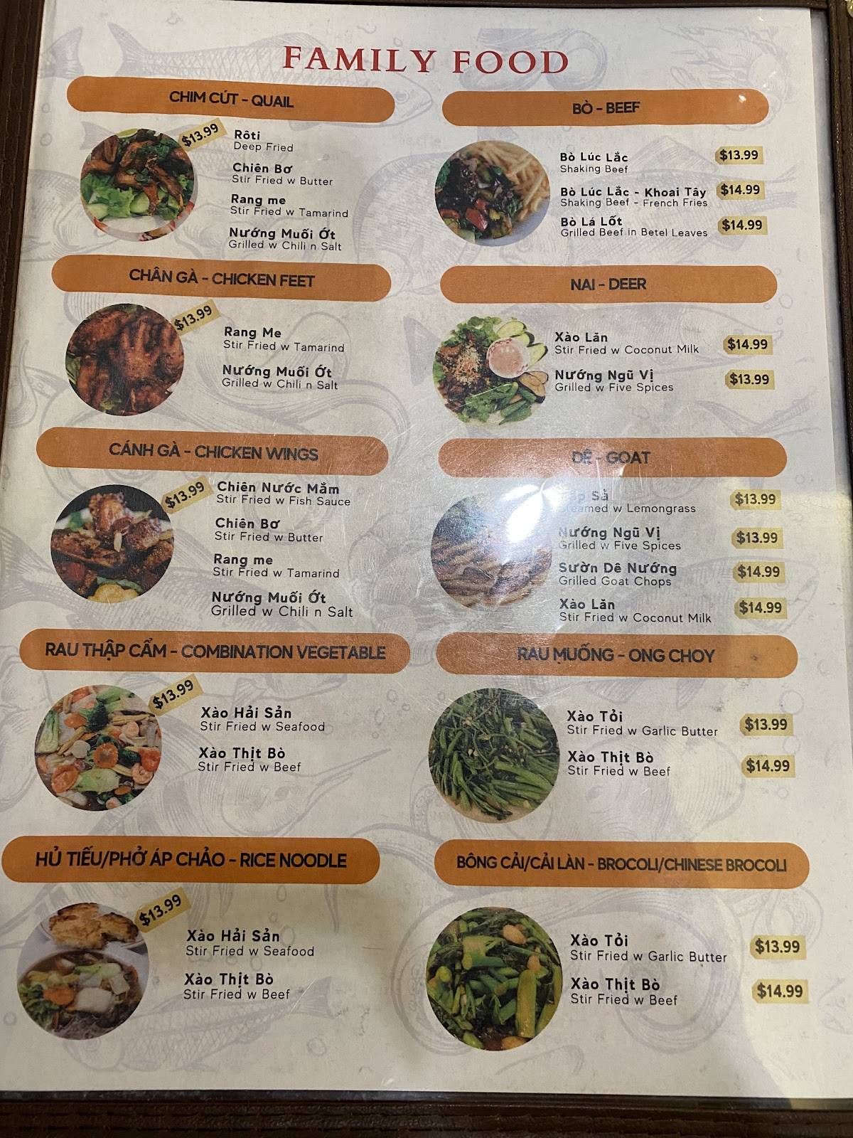 Menu at Tràm Chim Fresh Seafood restaurant, Westminster, Bolsa Ave Ste B