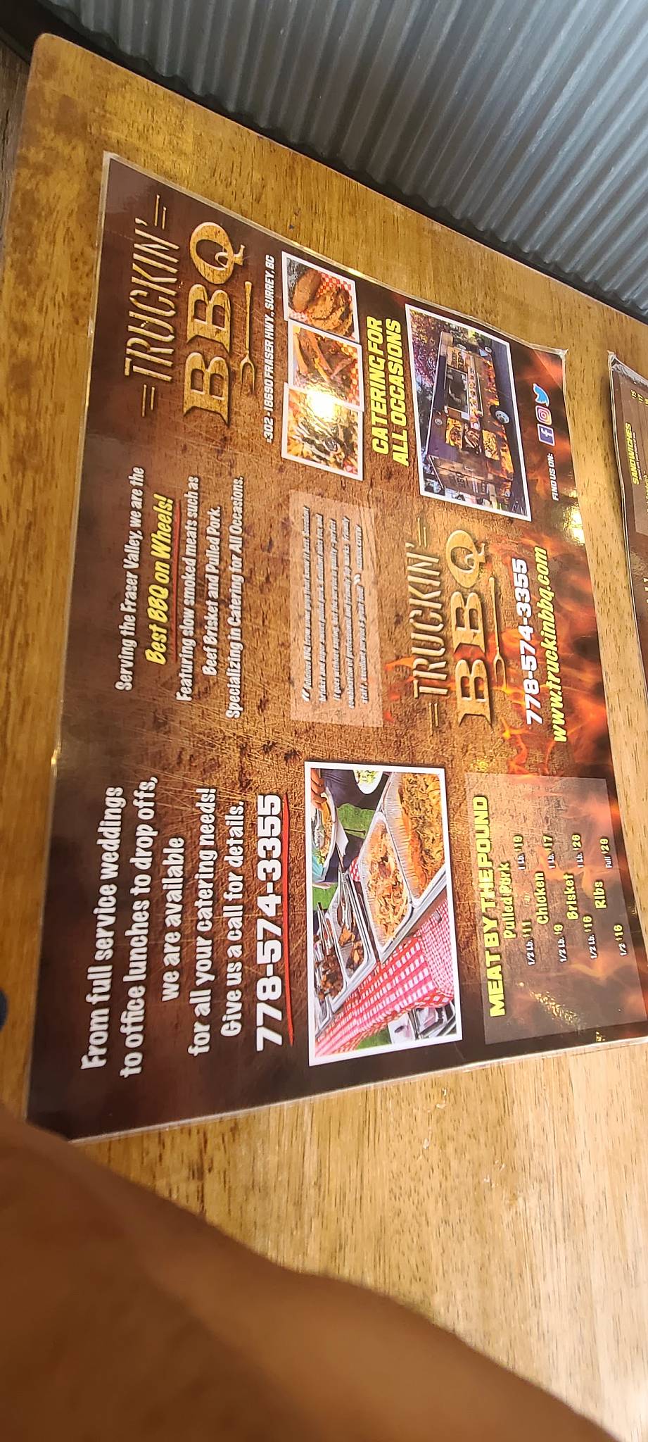 Carta de Truckin’ BBQ, Surrey