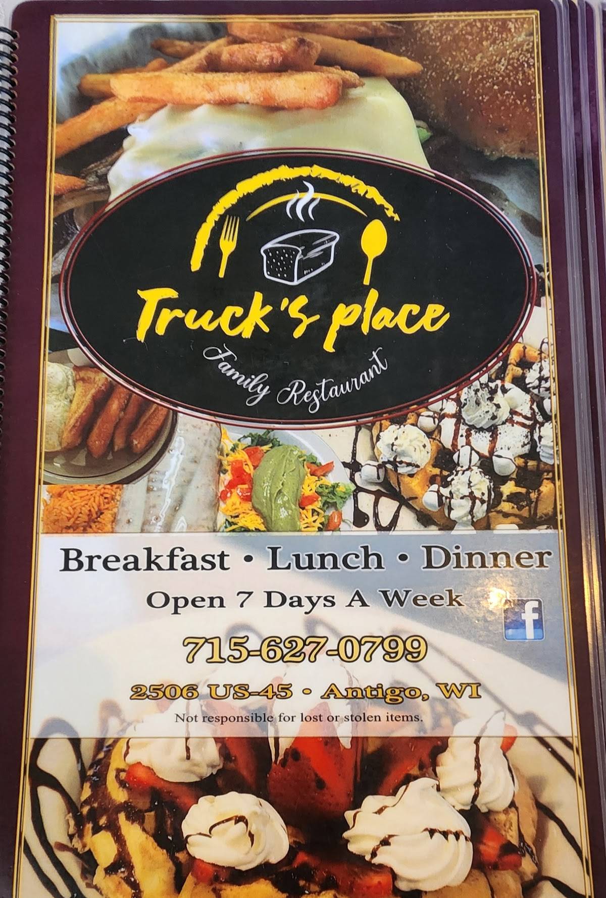Menu at Truck's Place Restaurant Antigo, Antigo