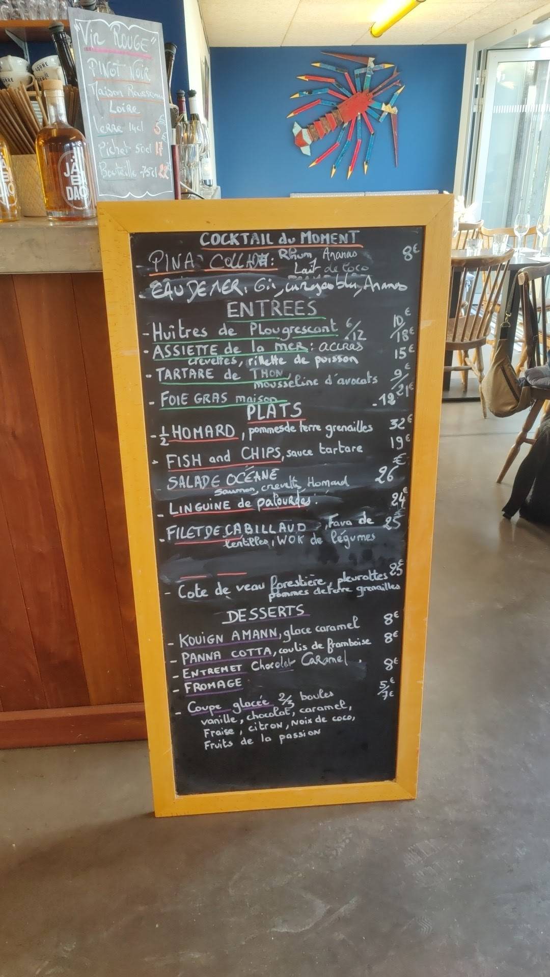 Menu au Ty Gouffre restaurant, Plougrescant