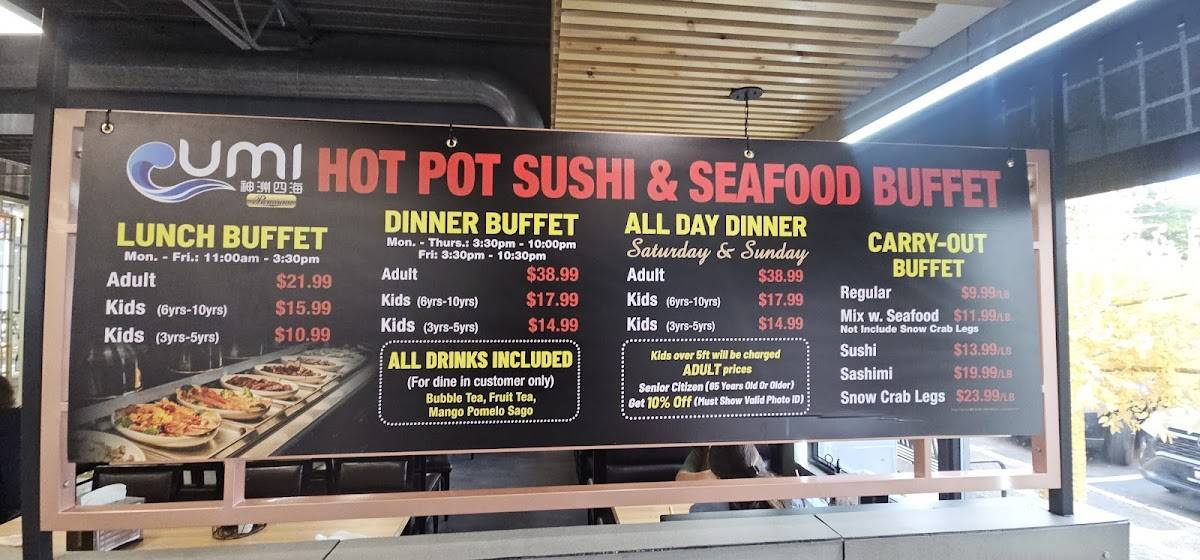 Menu at Umi Hotpot Sushi & Seafood Buffet restaurant, Albany